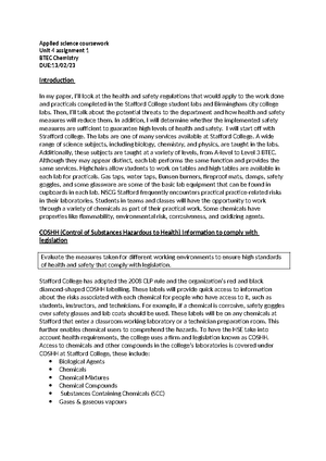 unit 11 applied science aim b - Applied science coursework Unit 11 ...