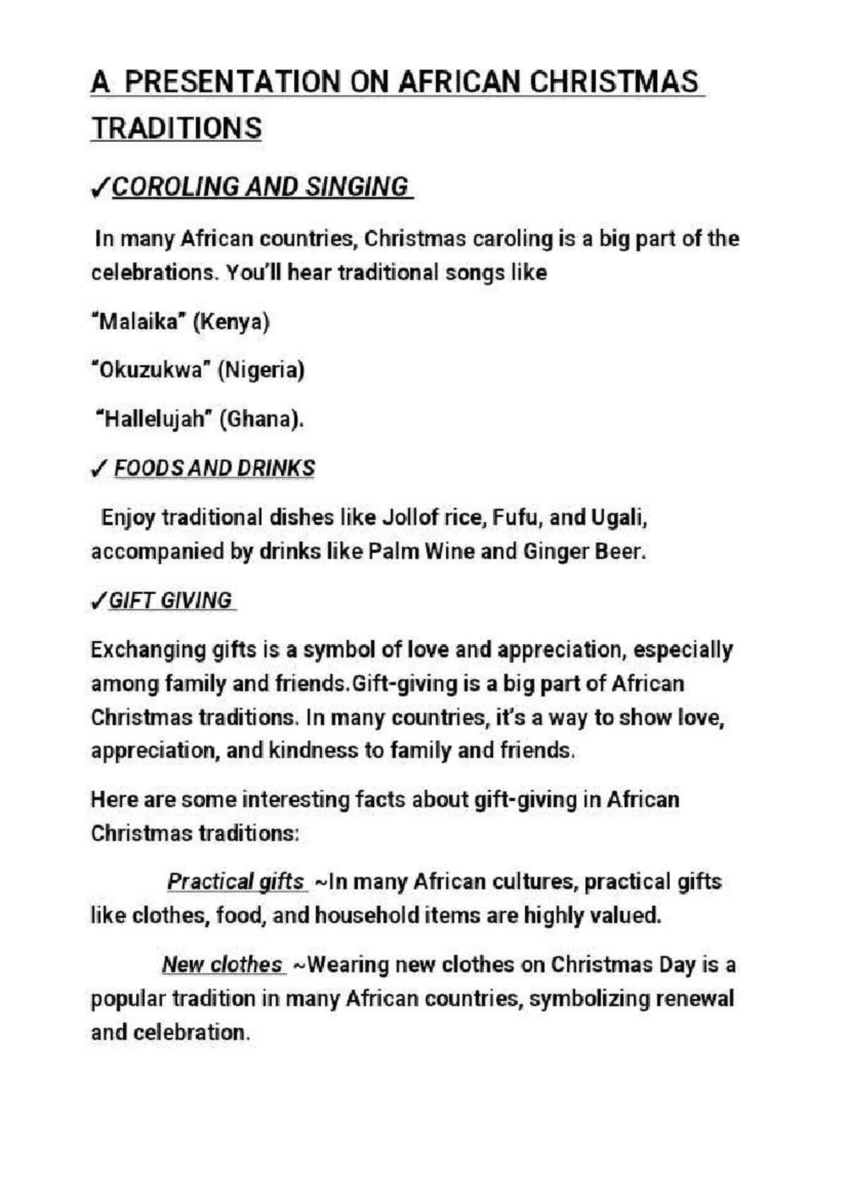 Presentation on African Christmas Traditions and Celebrations - Studocu