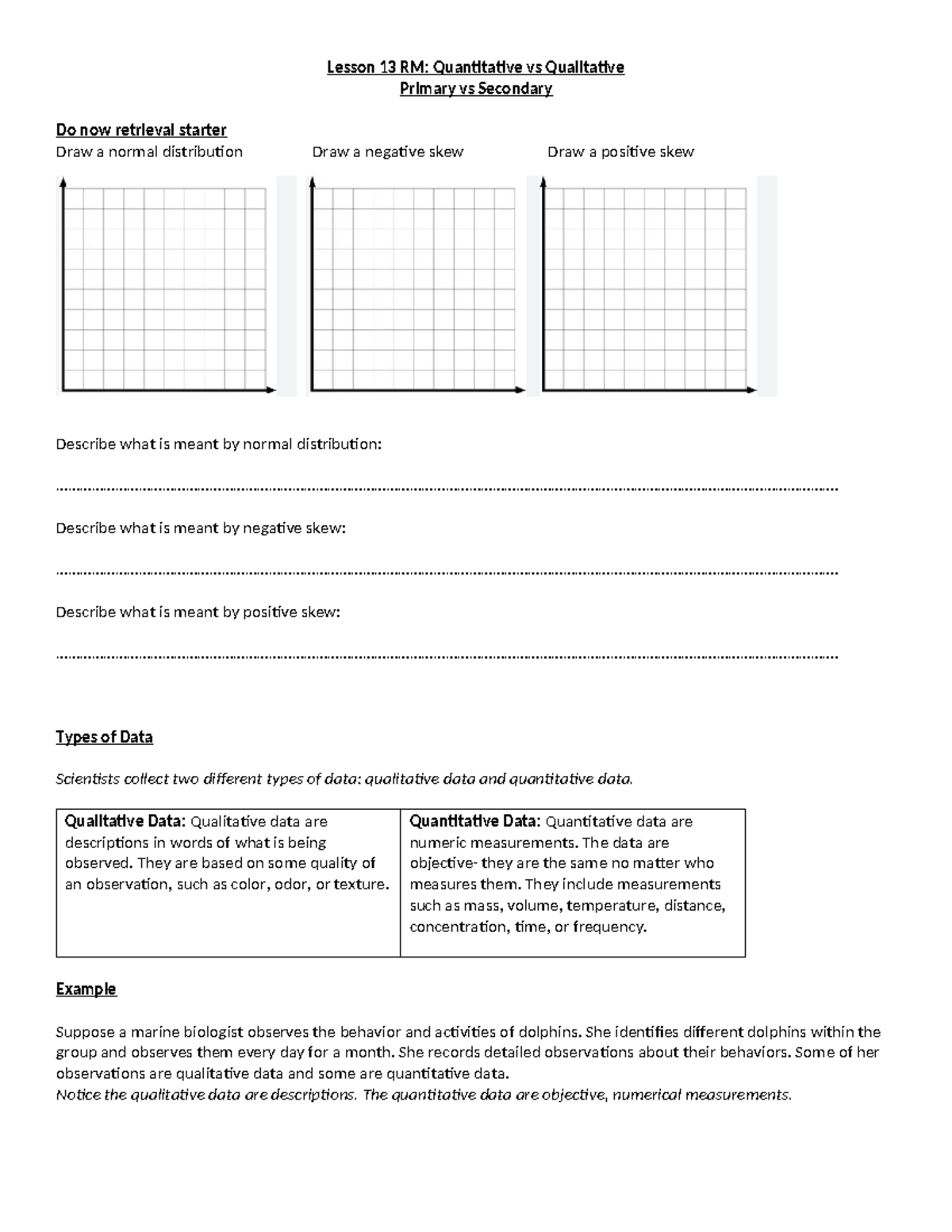 Lesson 13 RM: Qualitative vs Quantitative Data Analysis Activity - Studocu