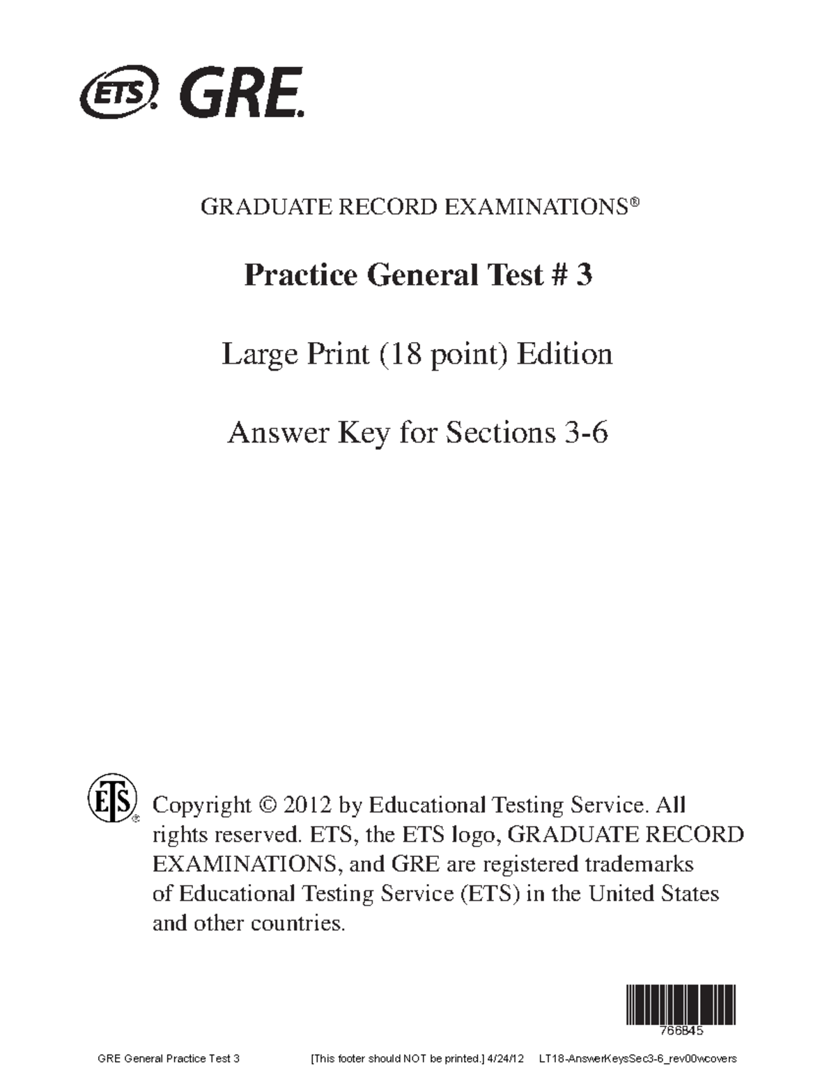 GRE Practice General Test #3 Answer Key for 2023-2024 Edition - Studocu