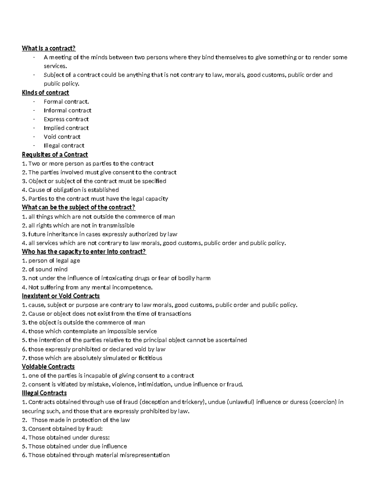 Contract Law Essentials: Definitions, Types & Requisites - Studocu