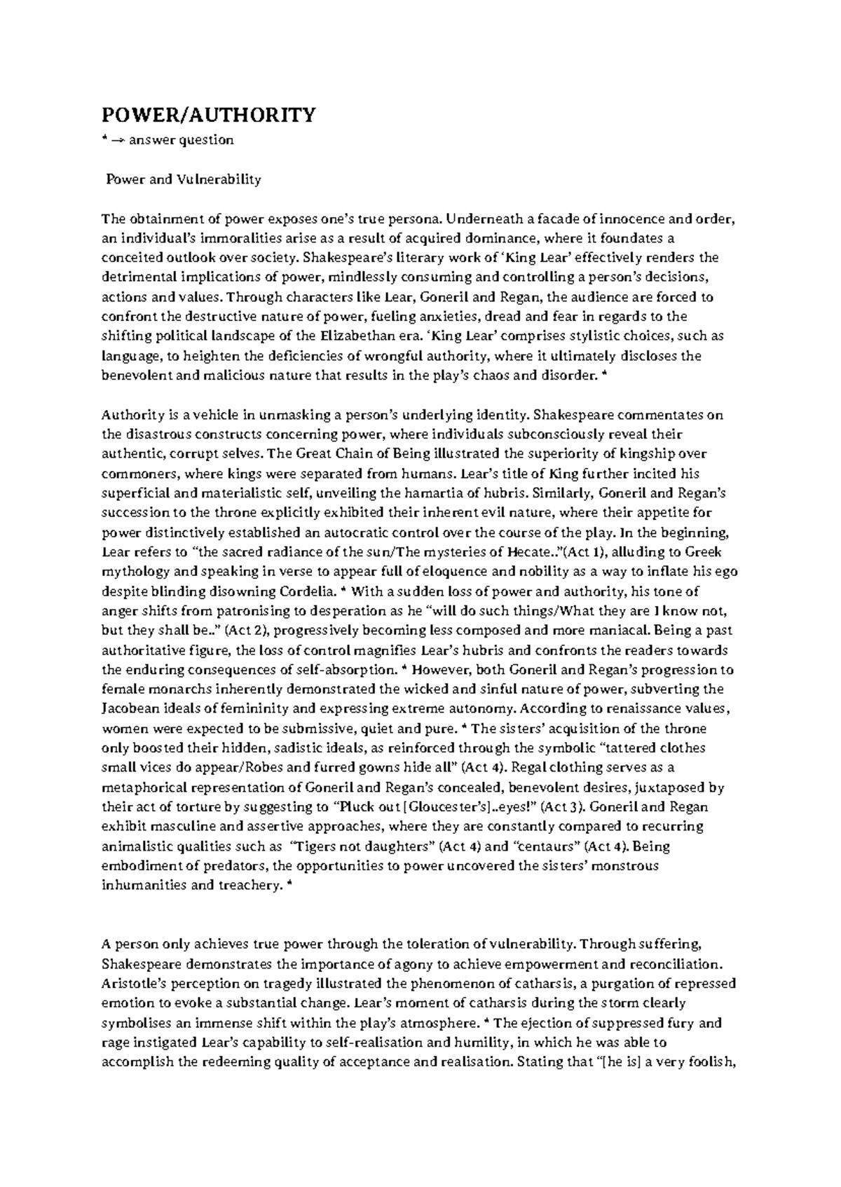 ENG 101: Prelim Essay on Power, Vulnerability, and Identity in King ...