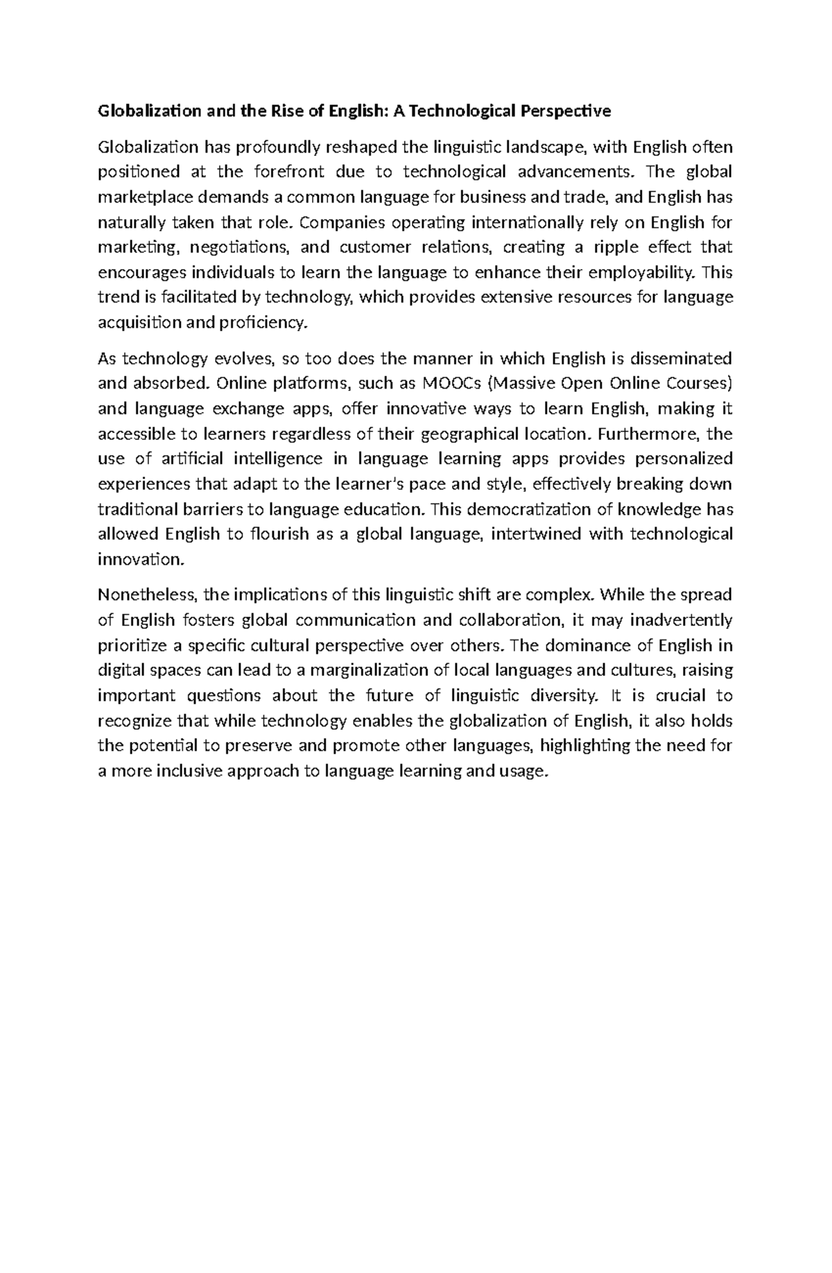 Globalization and the Rise of English - The global marketplace demands ...