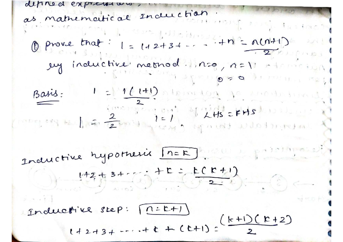 Mathematical Induction & Finite Automata Concepts (TOC) - Studocu