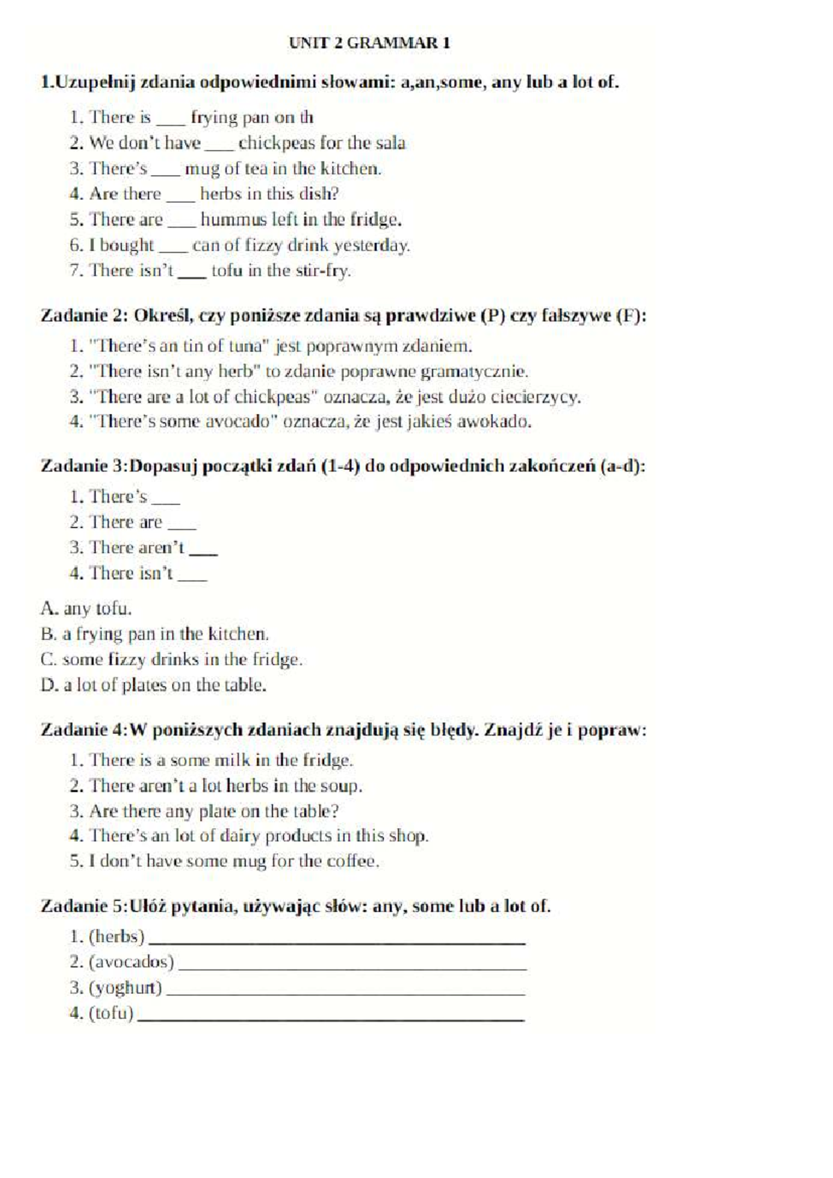 Angielski - Unit 2: Grammar Exercises and Practice - Studocu