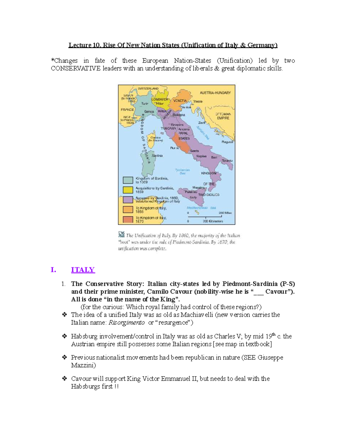 Lecture 10: Rise of Nation States - Unification of Italy & Germany ...