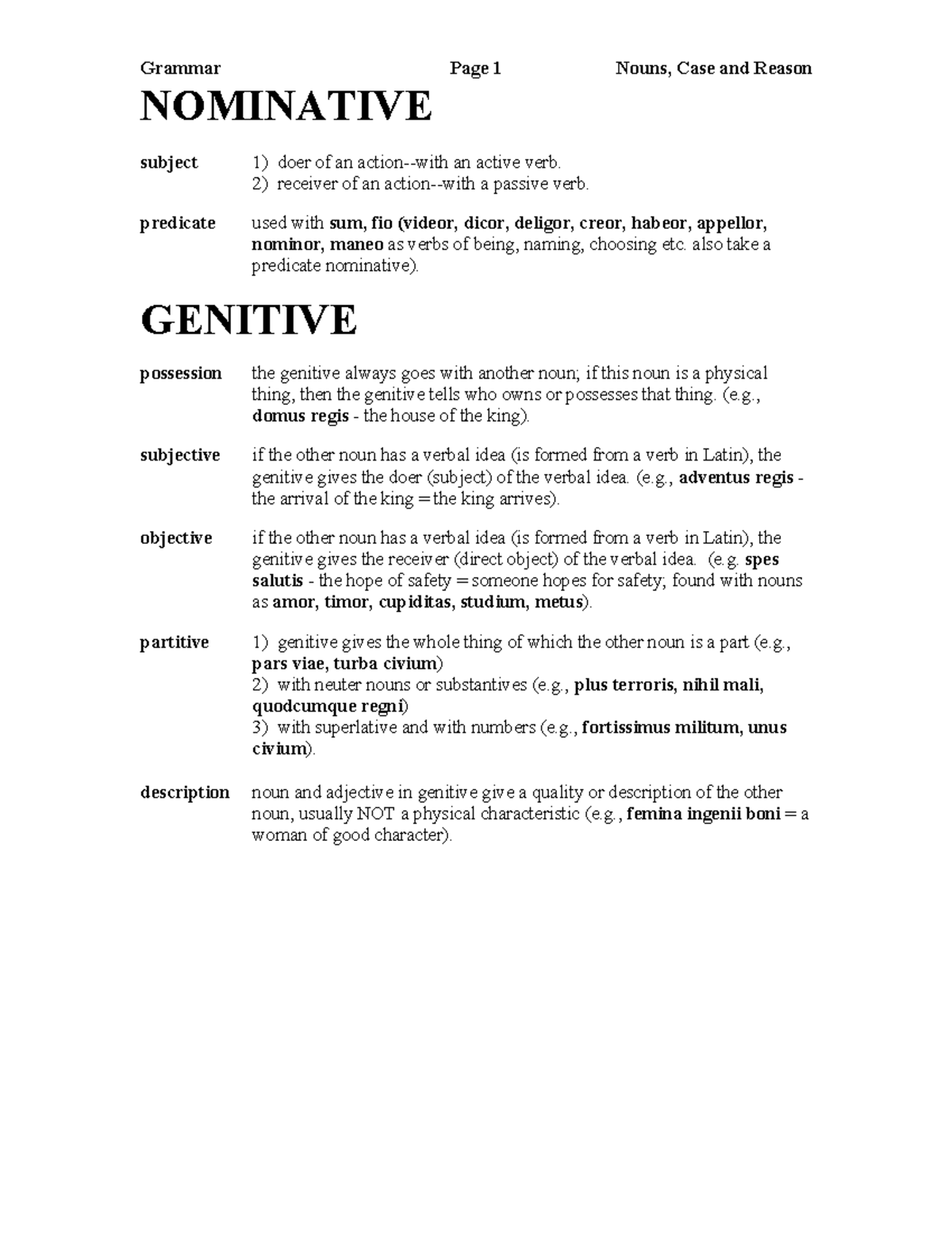 Latin Cases Overview: Nominative, Genitive, Dative, Accusative - Studocu