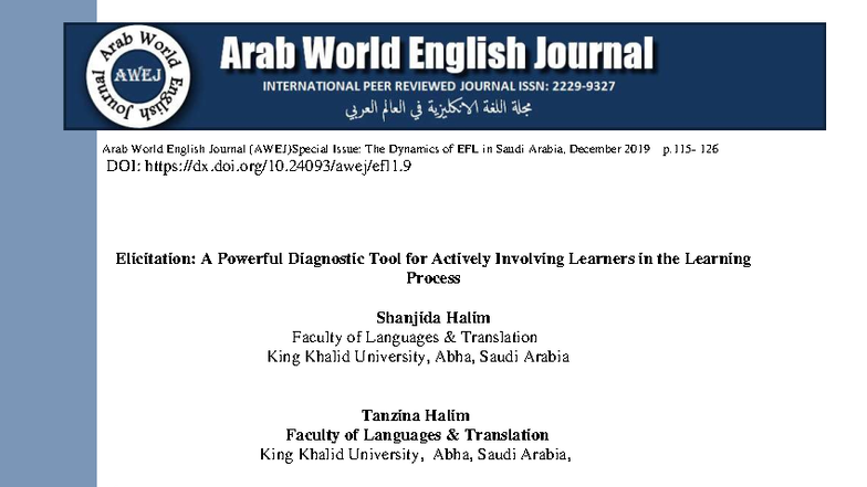 EFL Techniques: Elicitation as a Diagnostic Tool in Saudi Classrooms ...