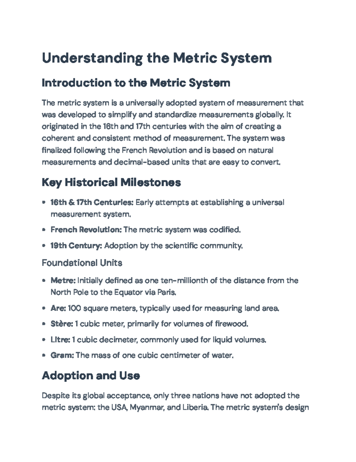 Understanding the Metric System: Key Concepts and Applications ...