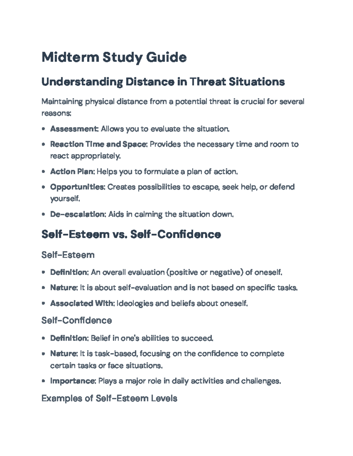 Midterm Study Guide: Understanding Threat Situations & Self-Esteem - Midterm Study Guide - Studocu