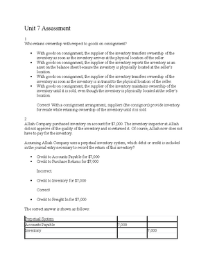 Unit 8 Assessment - Unit 8 Learning Check - Unit 8 Assessment 1 In the ...