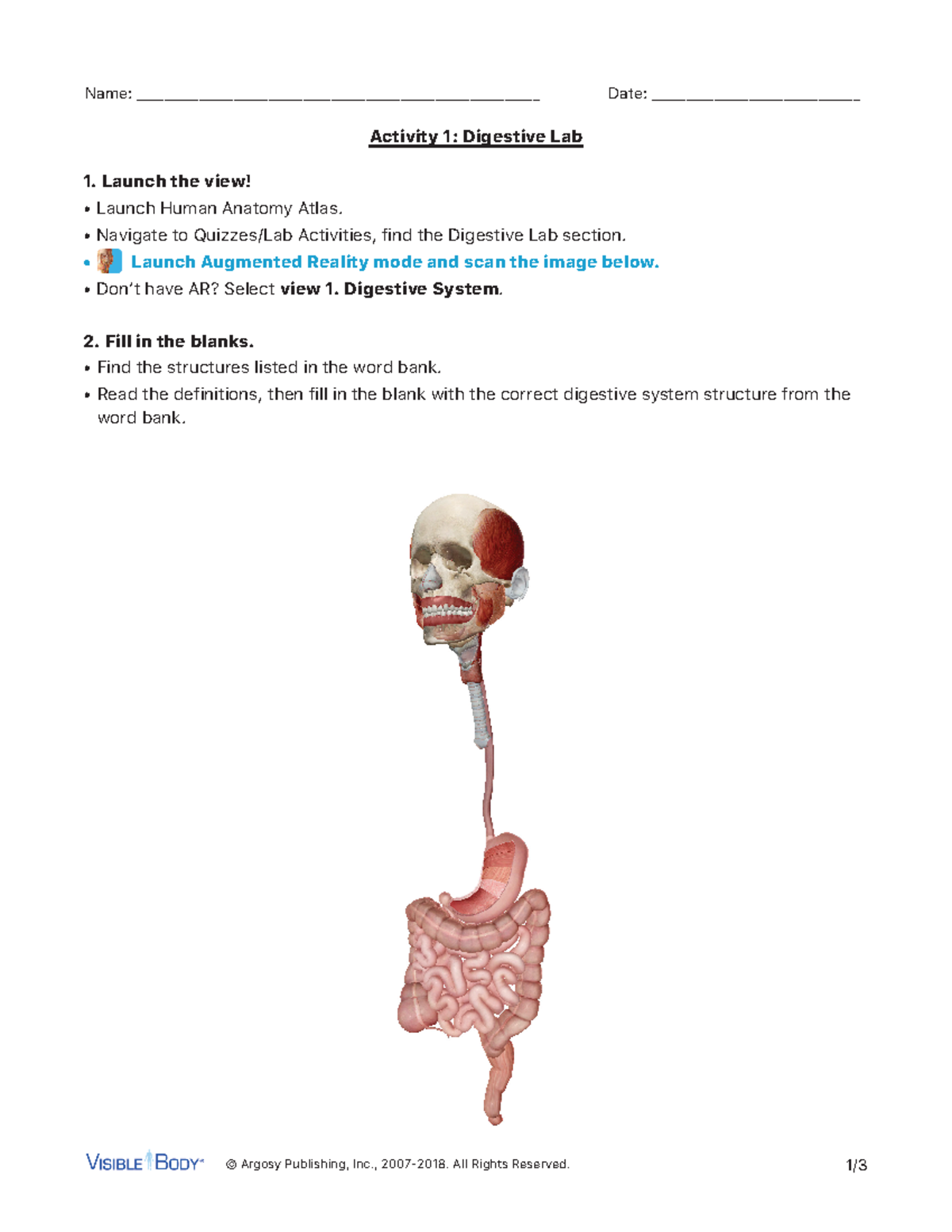 digestion atlas lab week 2 assignment - © Argosy Publishing, Inc., 2007 ...