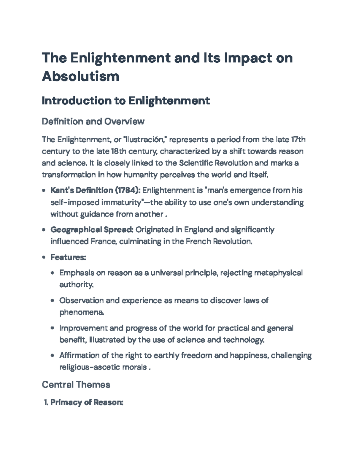 Enlightenment Ideas and Their Impact on Absolutism: A Historical ...