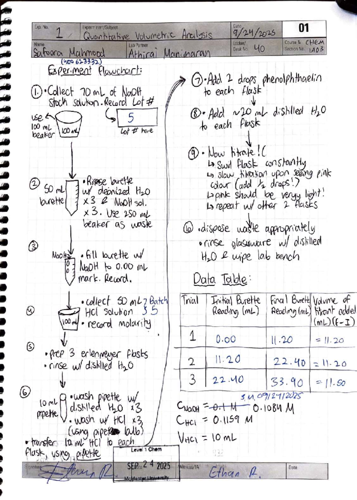 CHEM 932 Lab: Quantitative Volumetric Analysis Experiment Report - Studocu