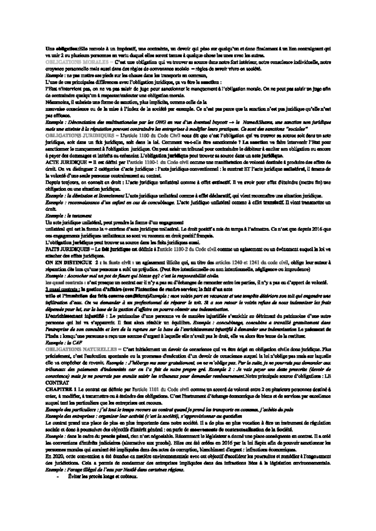 Introduction au droit privé - Une obligation:Elle renvoie à un ...