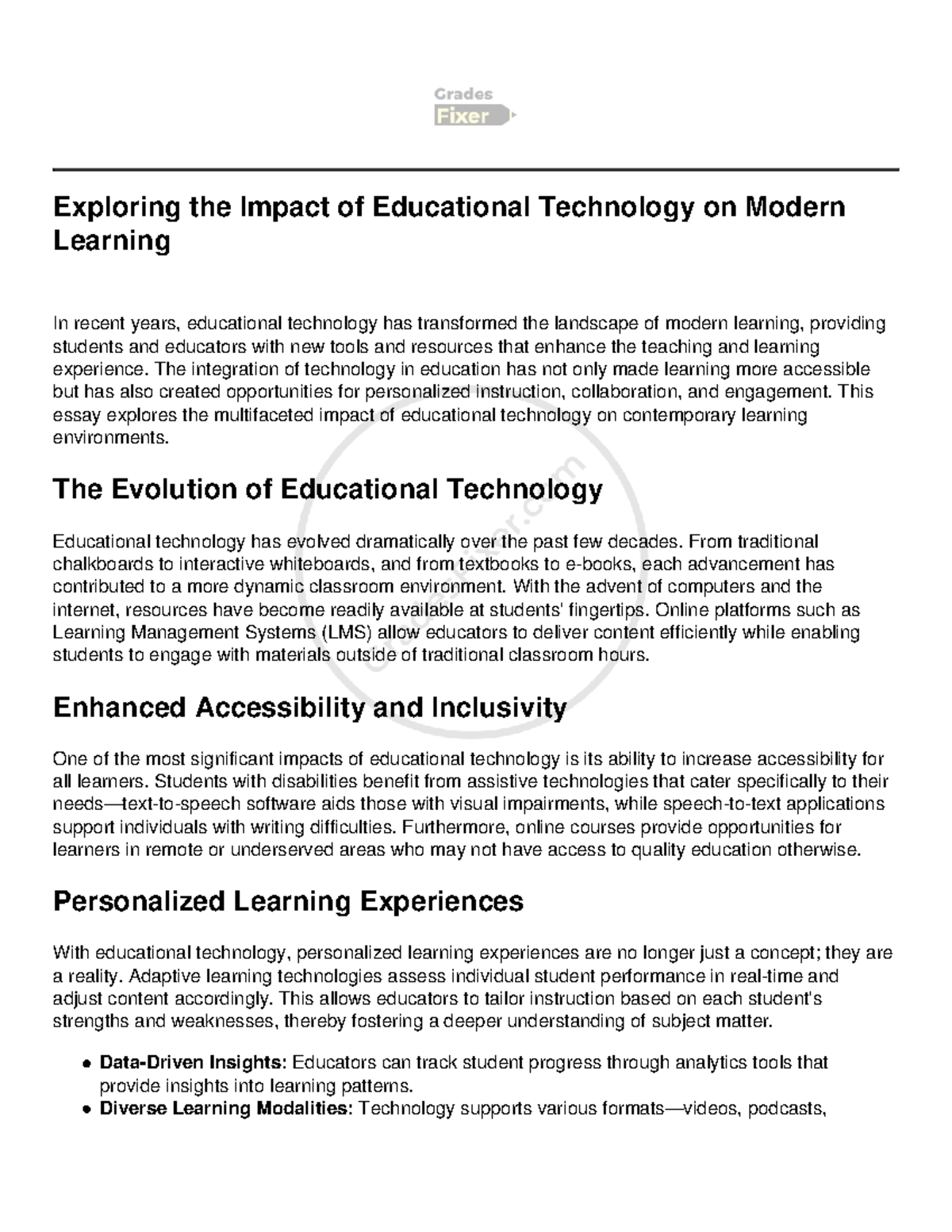 EDU 101: The Impact of Educational Technology on Modern Learning - Studocu