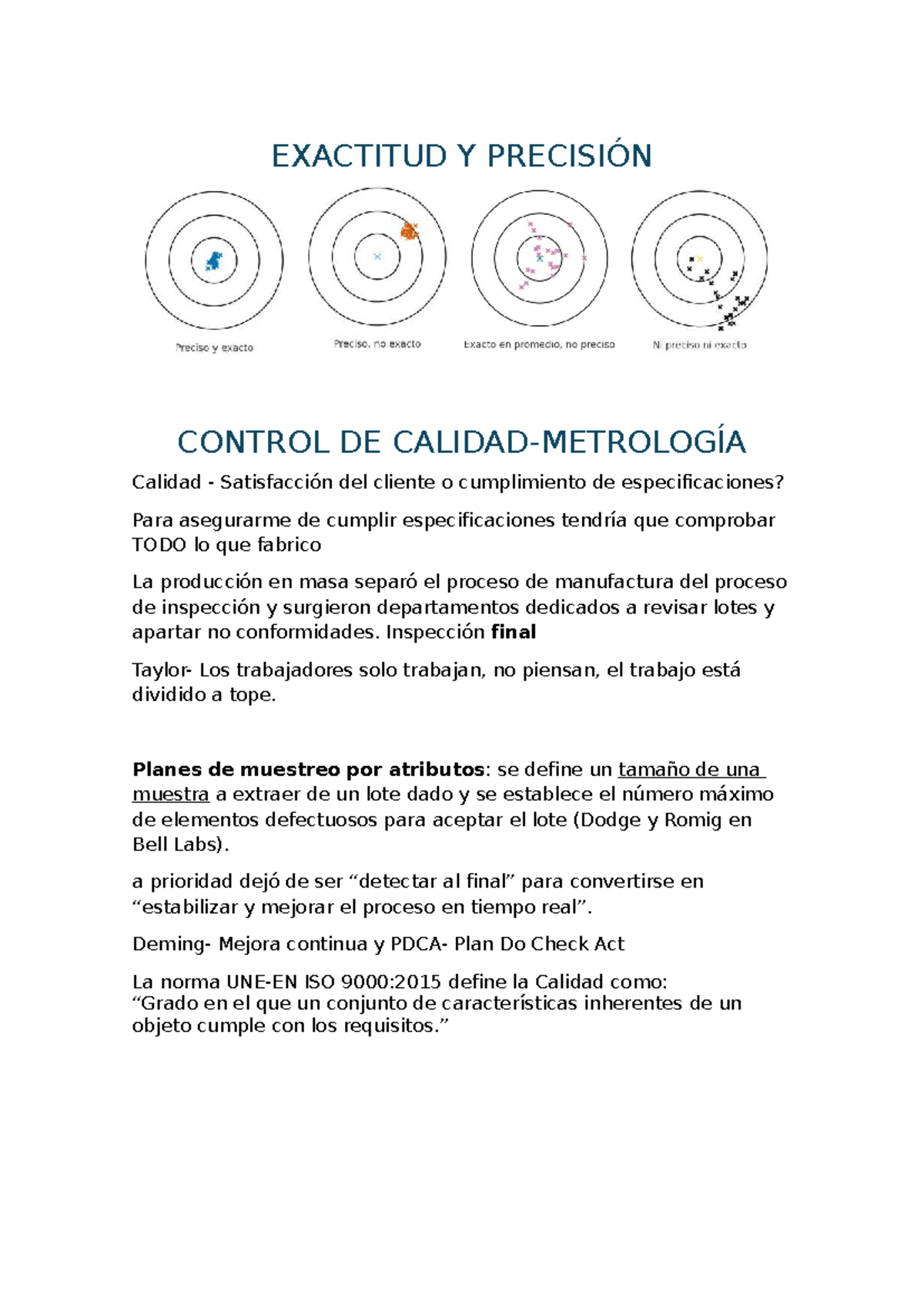 Control de Calidad y Metrología: Apuntes Procesos II TEMA 1 - Studocu