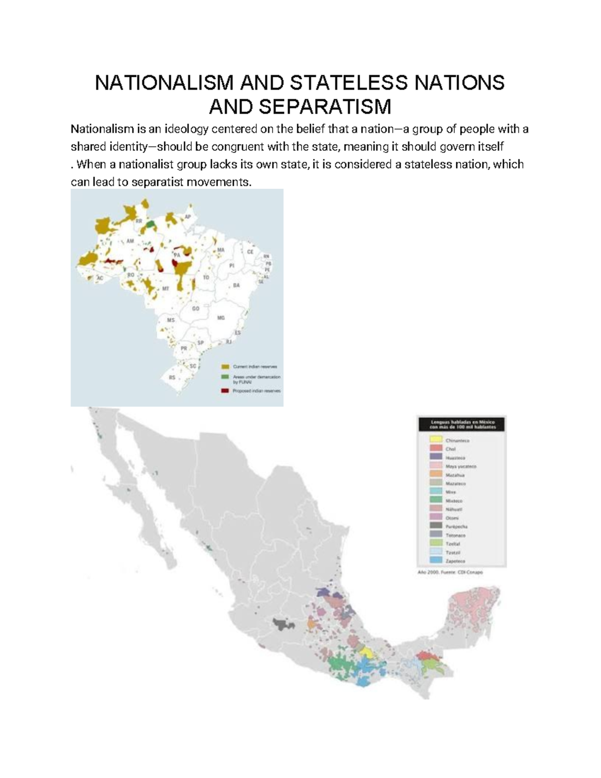 NATIONALISM, STATELESS NATIONS & SEPARATISM: An Analysis - Studocu