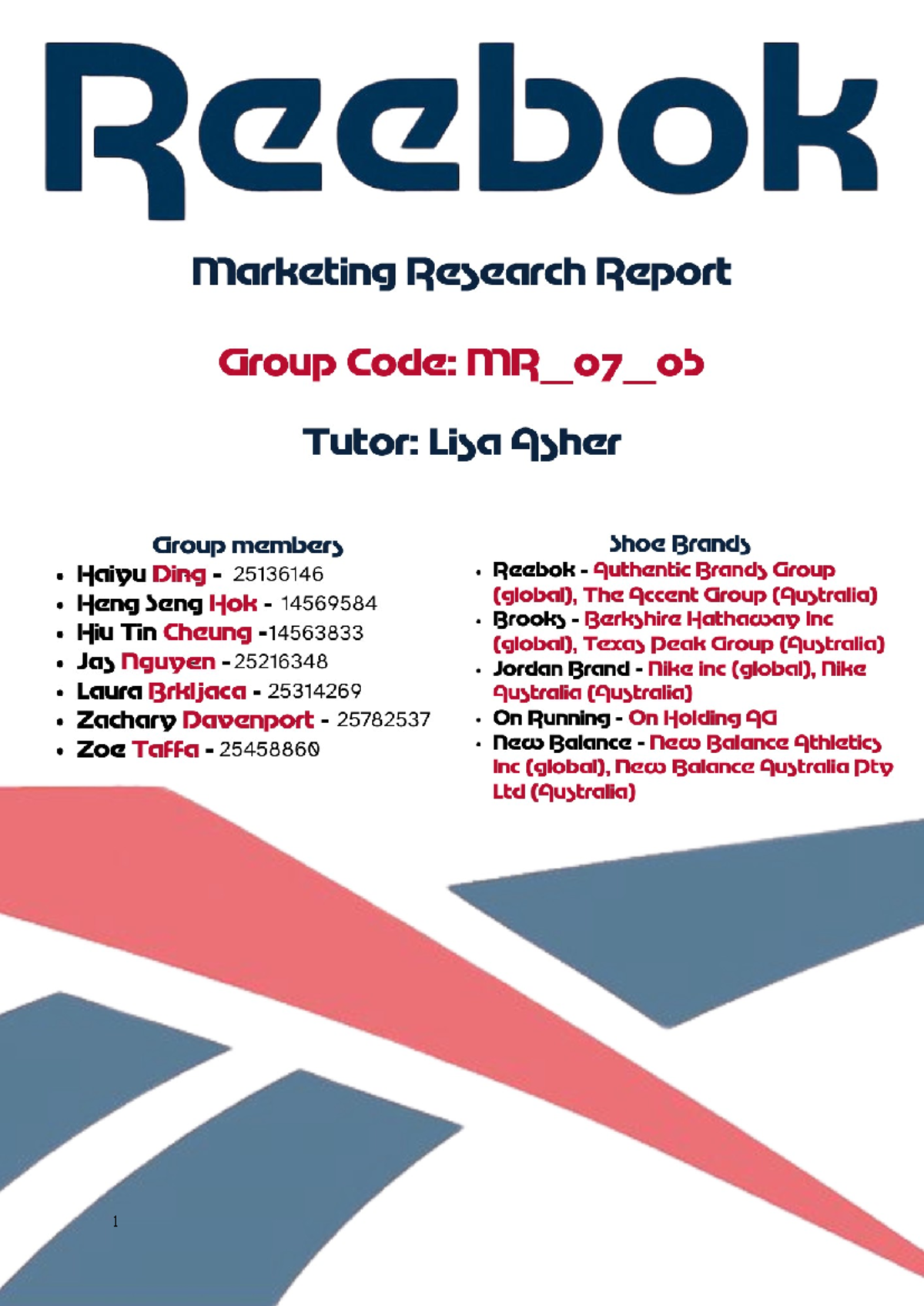 MR Report - MR 07 05: Reebok Brand Analysis and Market Insights - Studocu