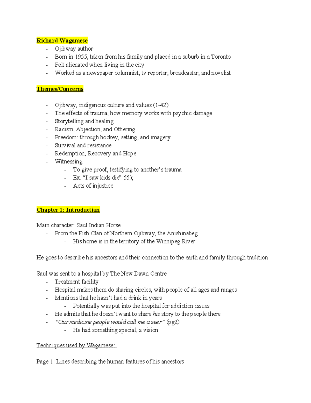 Indian Horse (ENG 100) Chapter Summaries: Themes, Characters ...