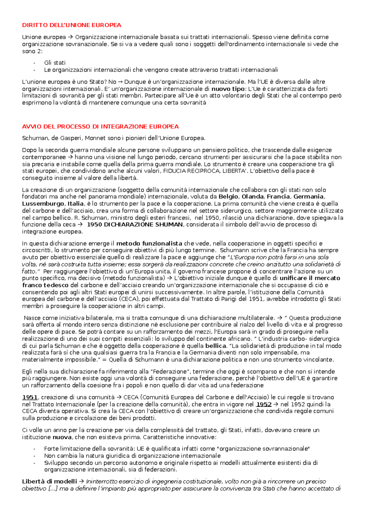 Diritto dell'Unione Europea: Fondamenti e Sviluppi (DIRITTO EU) - Studocu