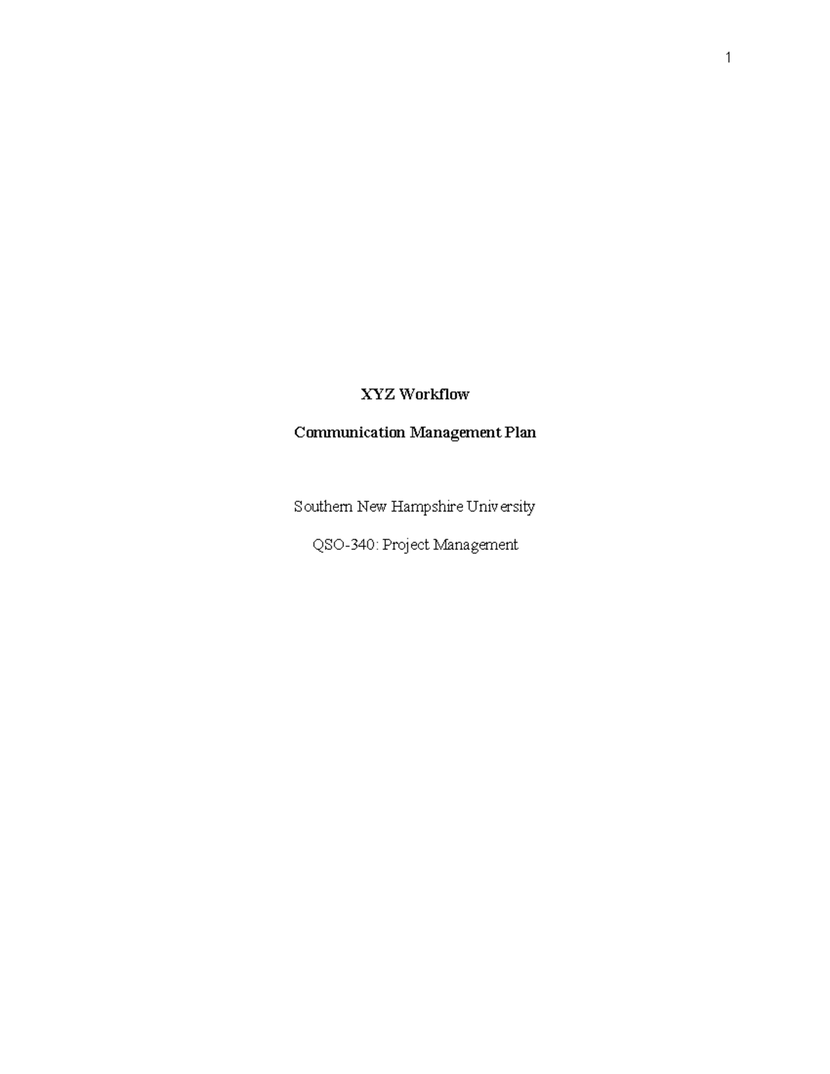 XYZ Workflow Communication Plan - XYZ Workflow Communication Management ...