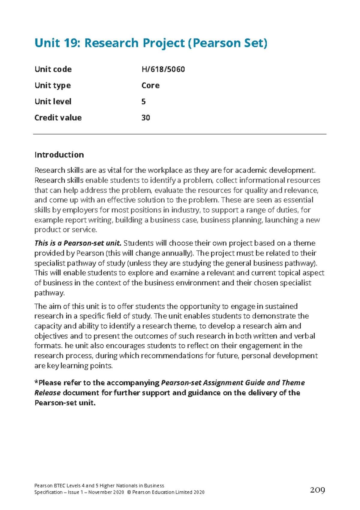 Unit 19: Research Project Overview and Guidelines (Pearson Set) - Studocu