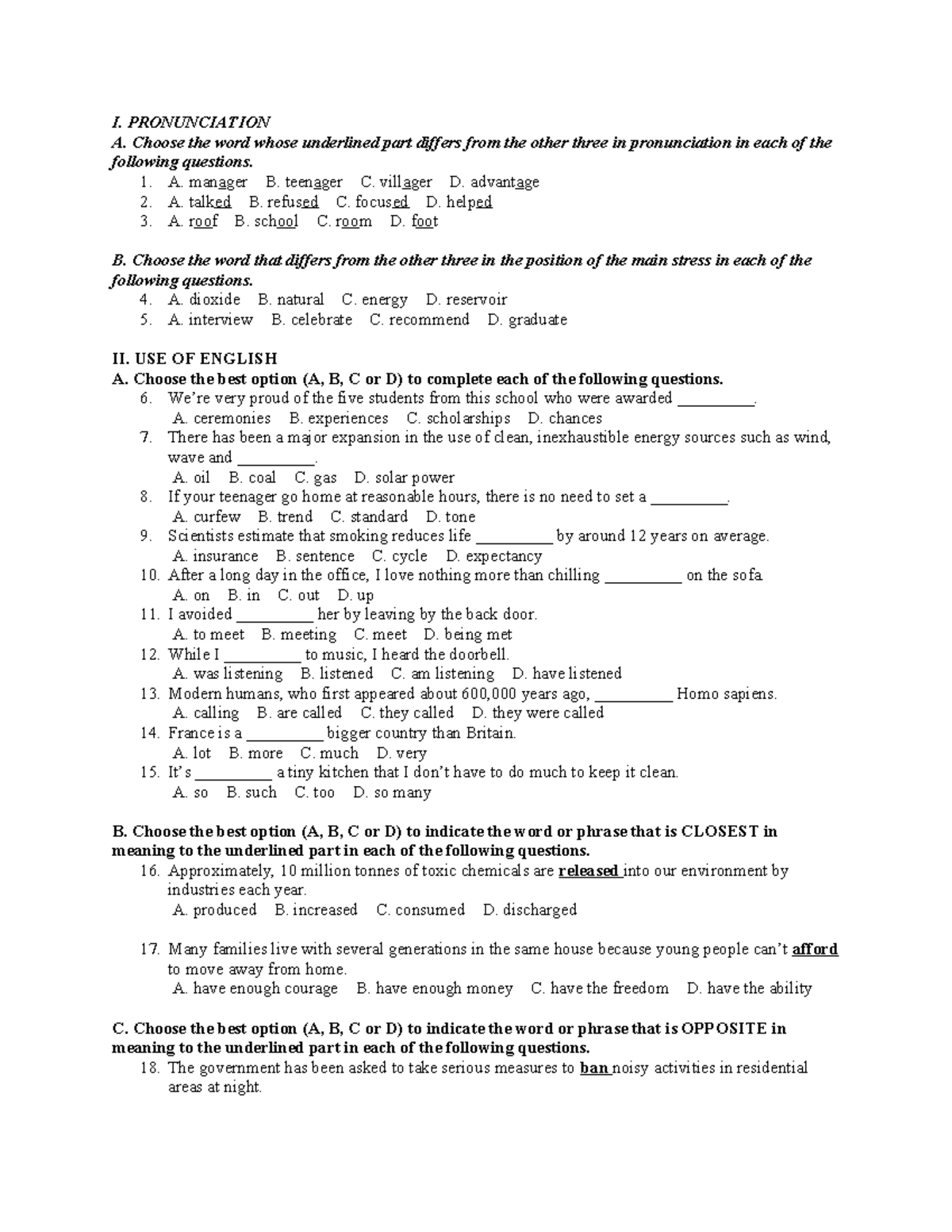 Unit 4 E11 - ABC: Pronunciation and Use of English Exercises - Studocu