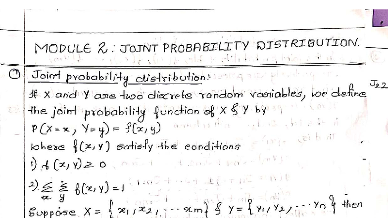 MODULE 2: JOINT PROBABILITY DISTRIBUTION NOTES - Studocu