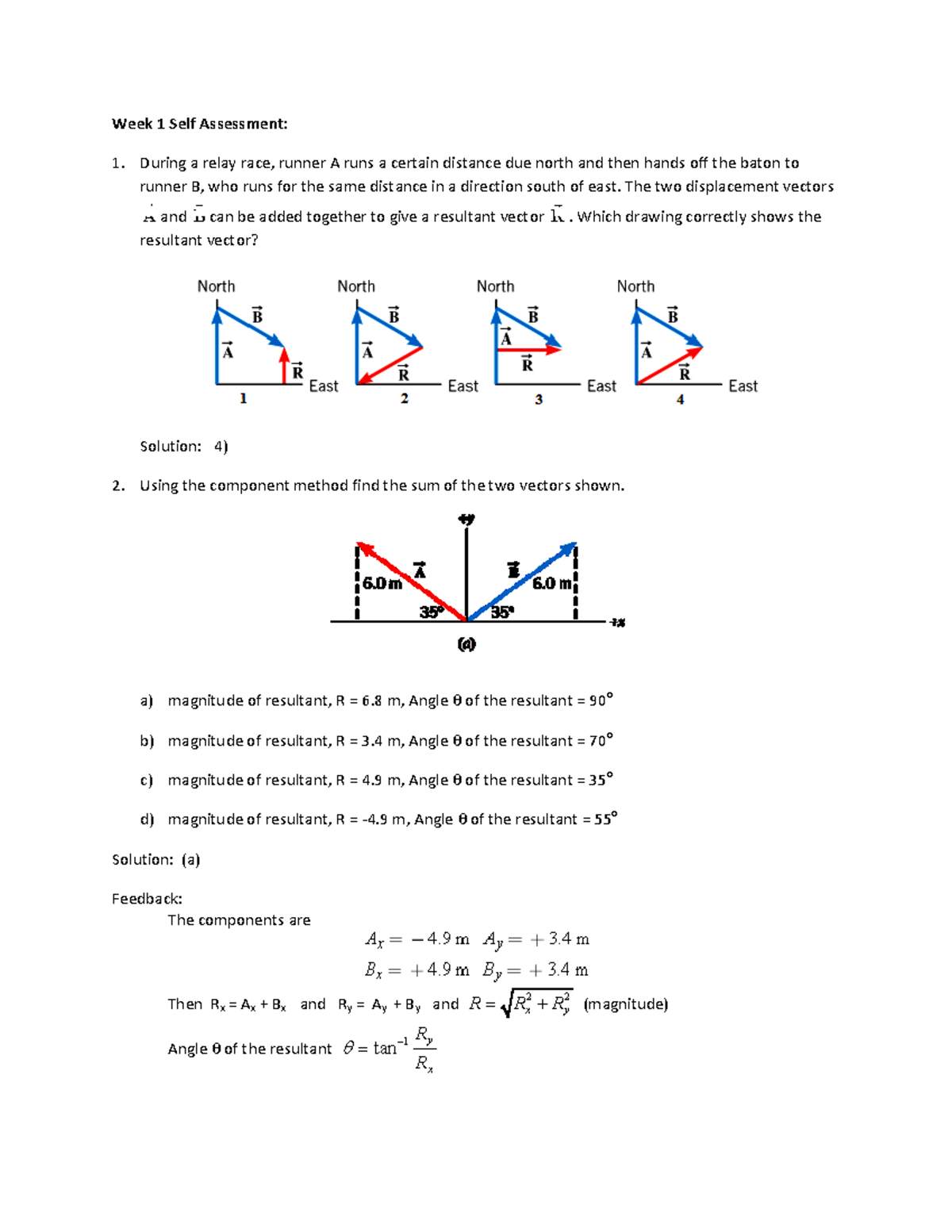 Week 1 Physics Self Assessment Solutions (Course Code: PHY101) - Studocu