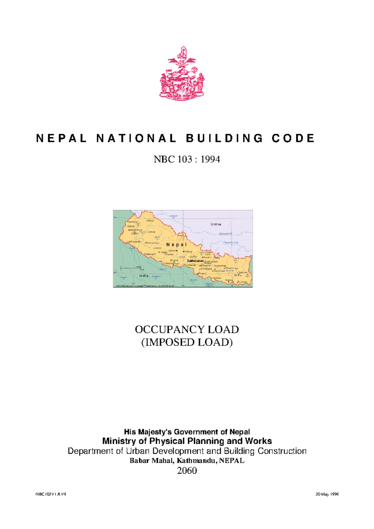 NBC103 1994 - Guidelines on Occupancy Load (Imposed Load) - Studocu