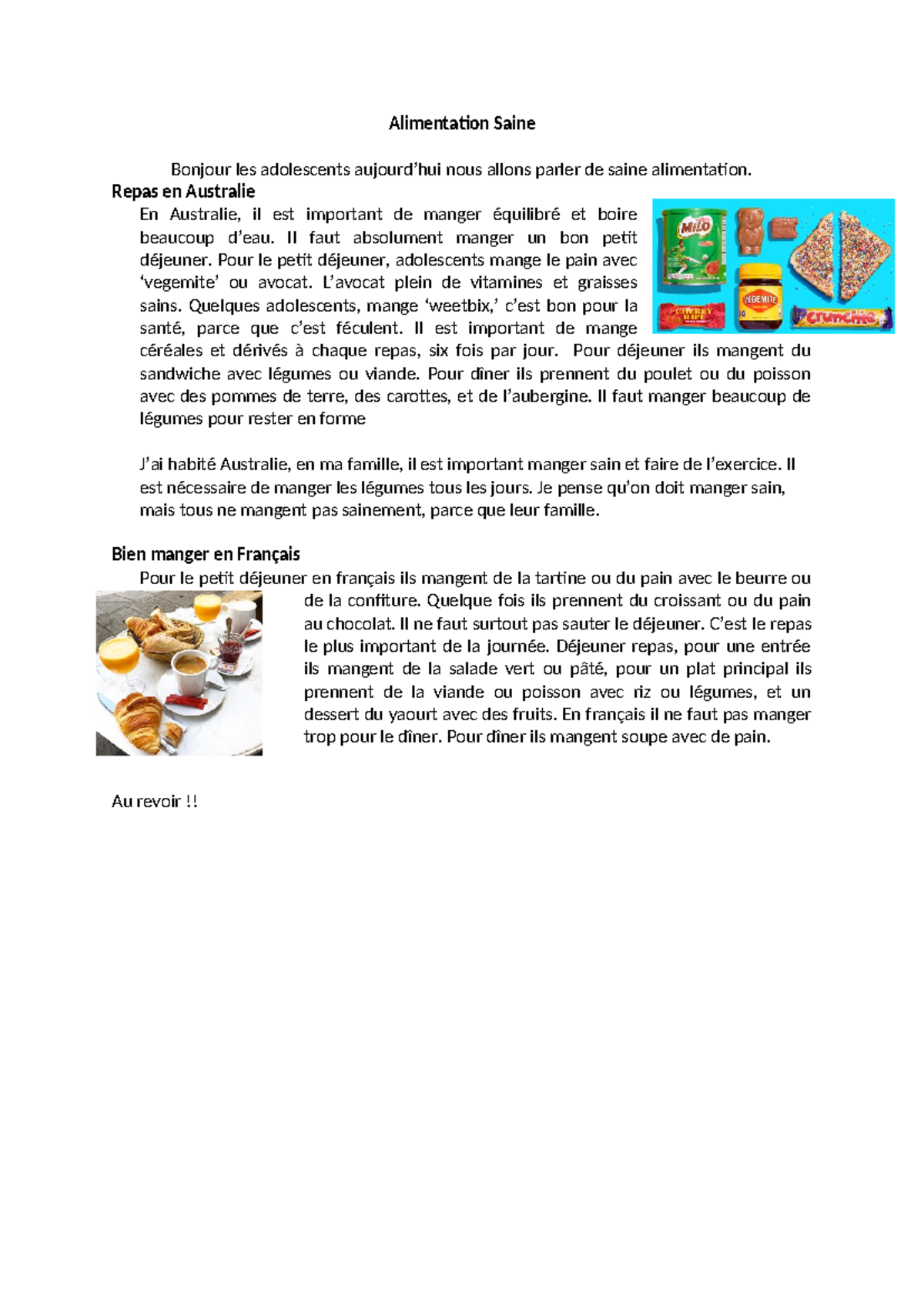 Alimentation Saine: Guide pour Adolescents en Australie - Studocu