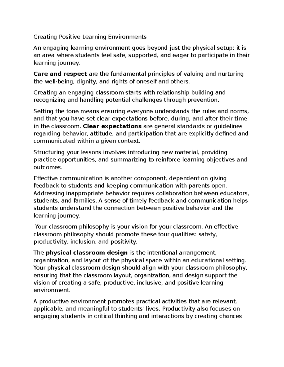 Creating Positive Learning Environments: Key Strategies and Insights ...