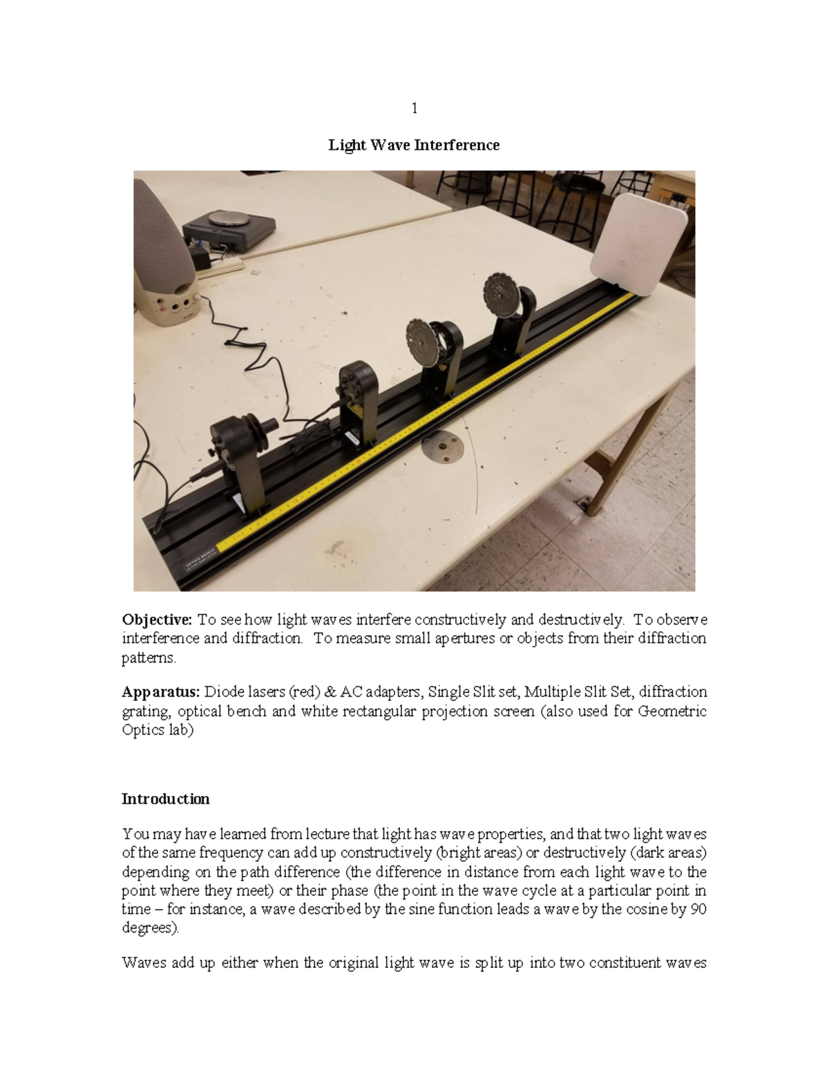 Light Wave Interference Lab (PHYS 101): Experiments & Observations ...
