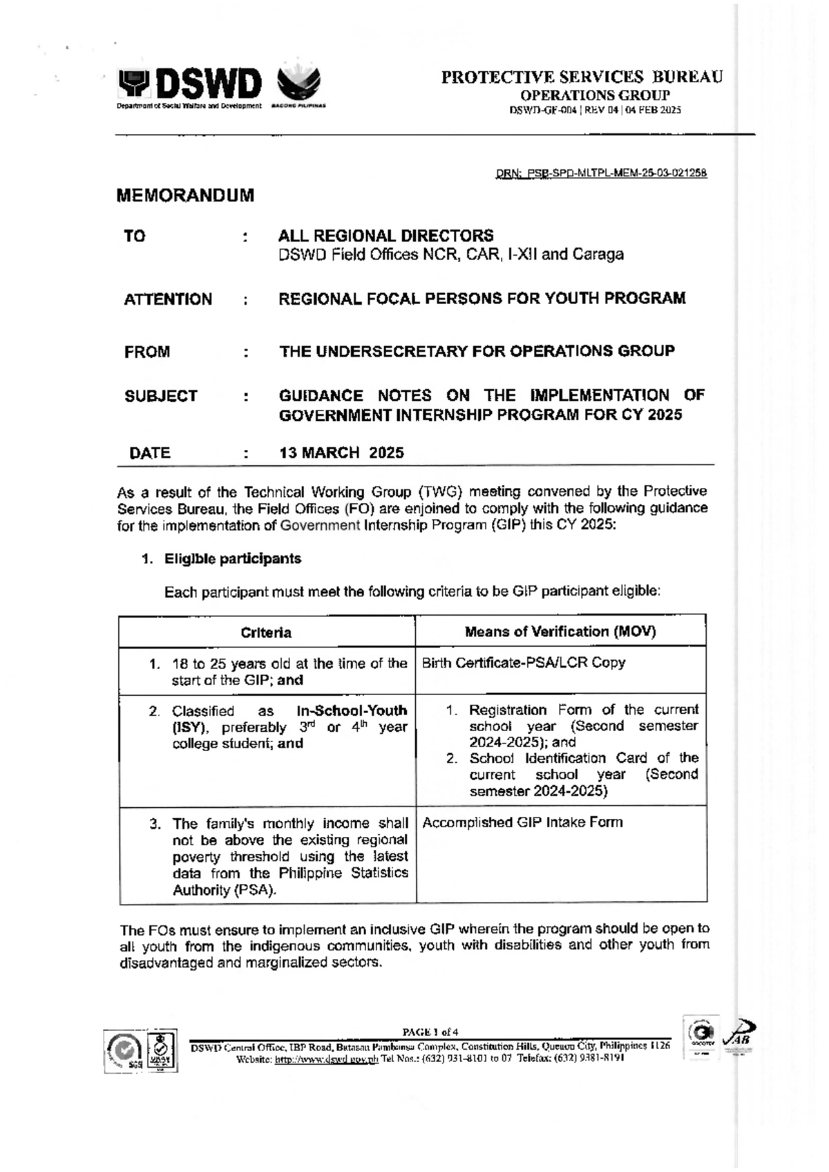 GIP Guidance Notes for Government Internship Program 2025 - Studocu