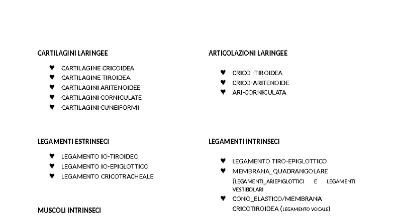 CARTILAGINI E LEGAMENTI DELLA LARINGE - SPLANCNOLOGIA A. DI BALDASSARRE ...