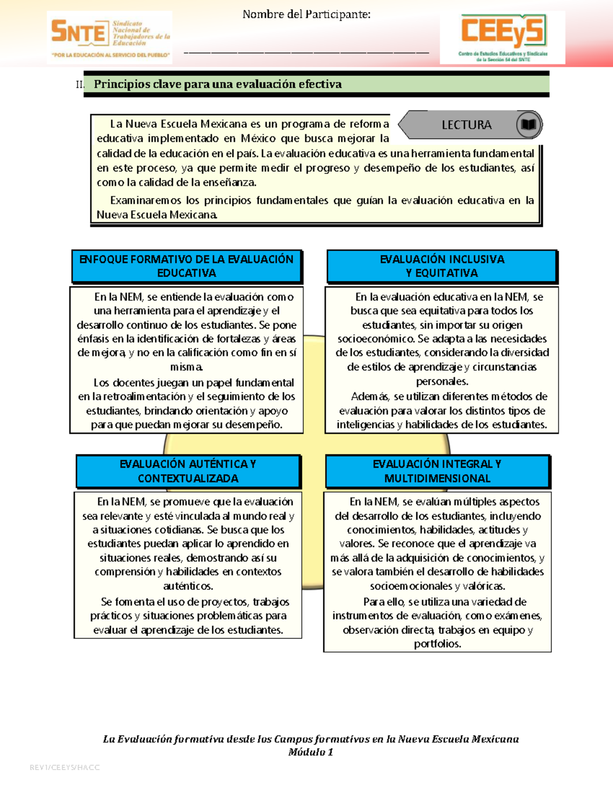 Ficha 2: Principios Clave para una Evaluación Efectiva en la NEM - Studocu