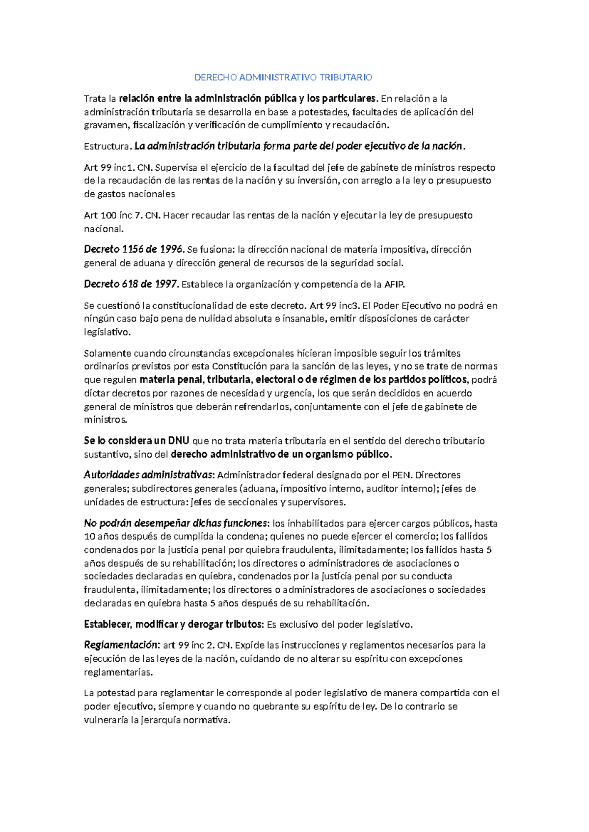 DERECHO ADMINISTRATIVO TRIBUTARIO: Estructura y Funciones de la AFIP ...