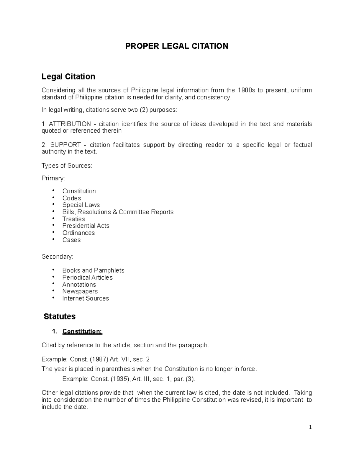 Legres Proper Legal Citation Guidelines - Legal Research Notes - Studocu