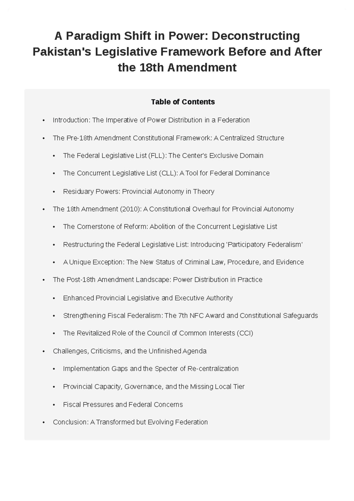 Pakistan Constitution Essay: Analyzing the 18th Amendment's Impact on ...