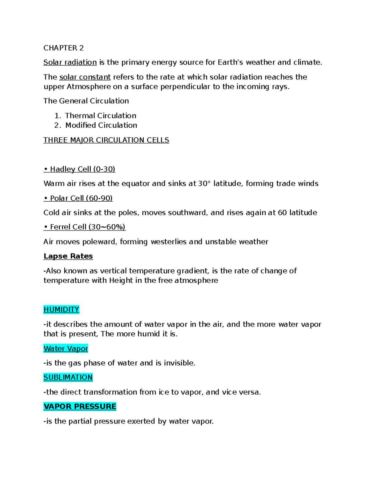 Hydrology CH 2: Solar Radiation, Humidity, and Runoff Dynamics - Studocu