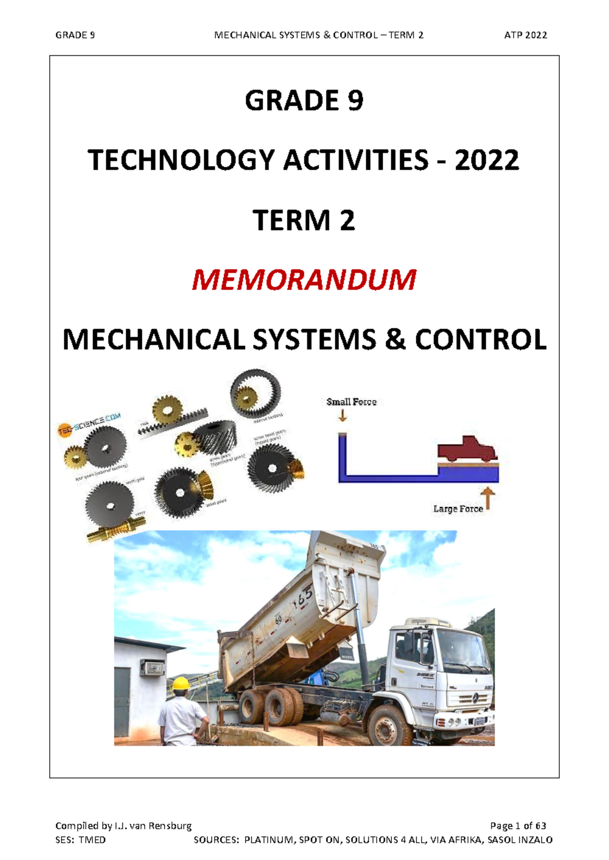 GRADE 9 MECHANICAL SYSTEMS CONTROL TERM 2 ACTIVITIES MEMO 2023-24 - Studocu