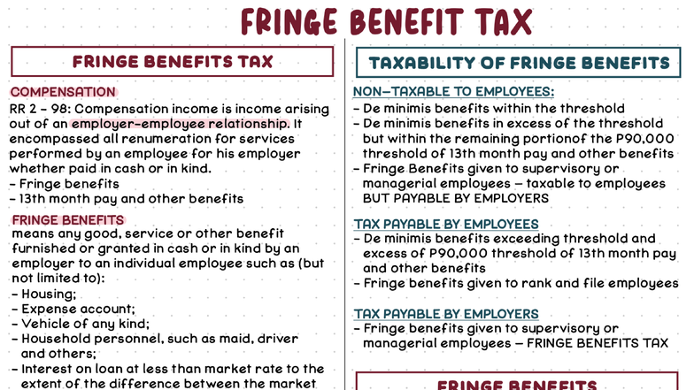 Fringe Benefit Tax - INCOME TAXATION - FRINGE BENEFIT TAX FRINGE ...