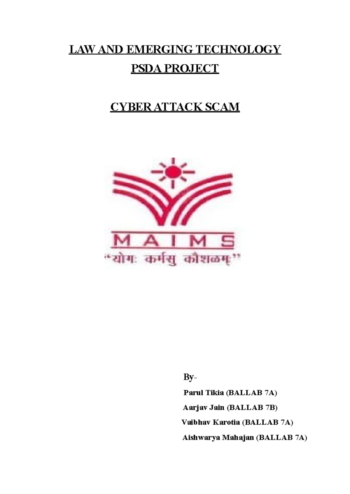 LAW AND EMERGING TECHNOLOGY PSDA PROJECT: Jamtara Cyber Scam Analysis ...