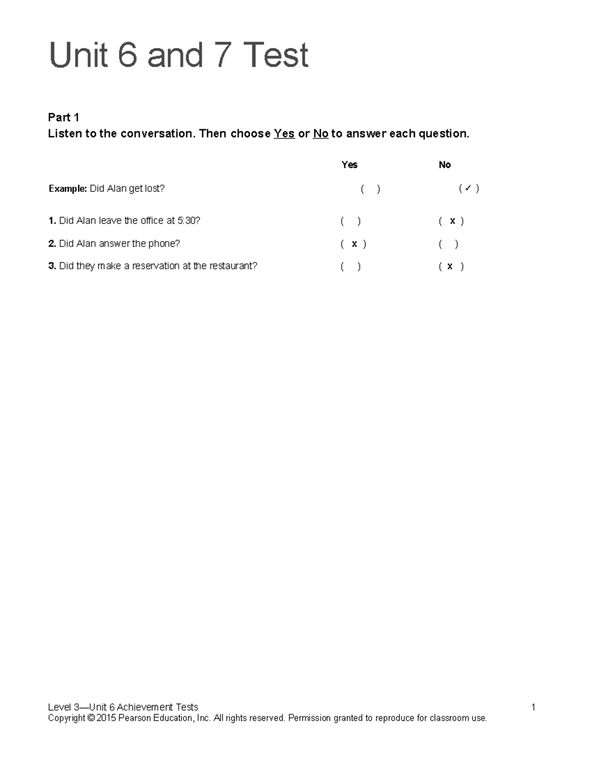 Unit 6 & 7 Achievement Test: Listening and Response Activities - Studocu