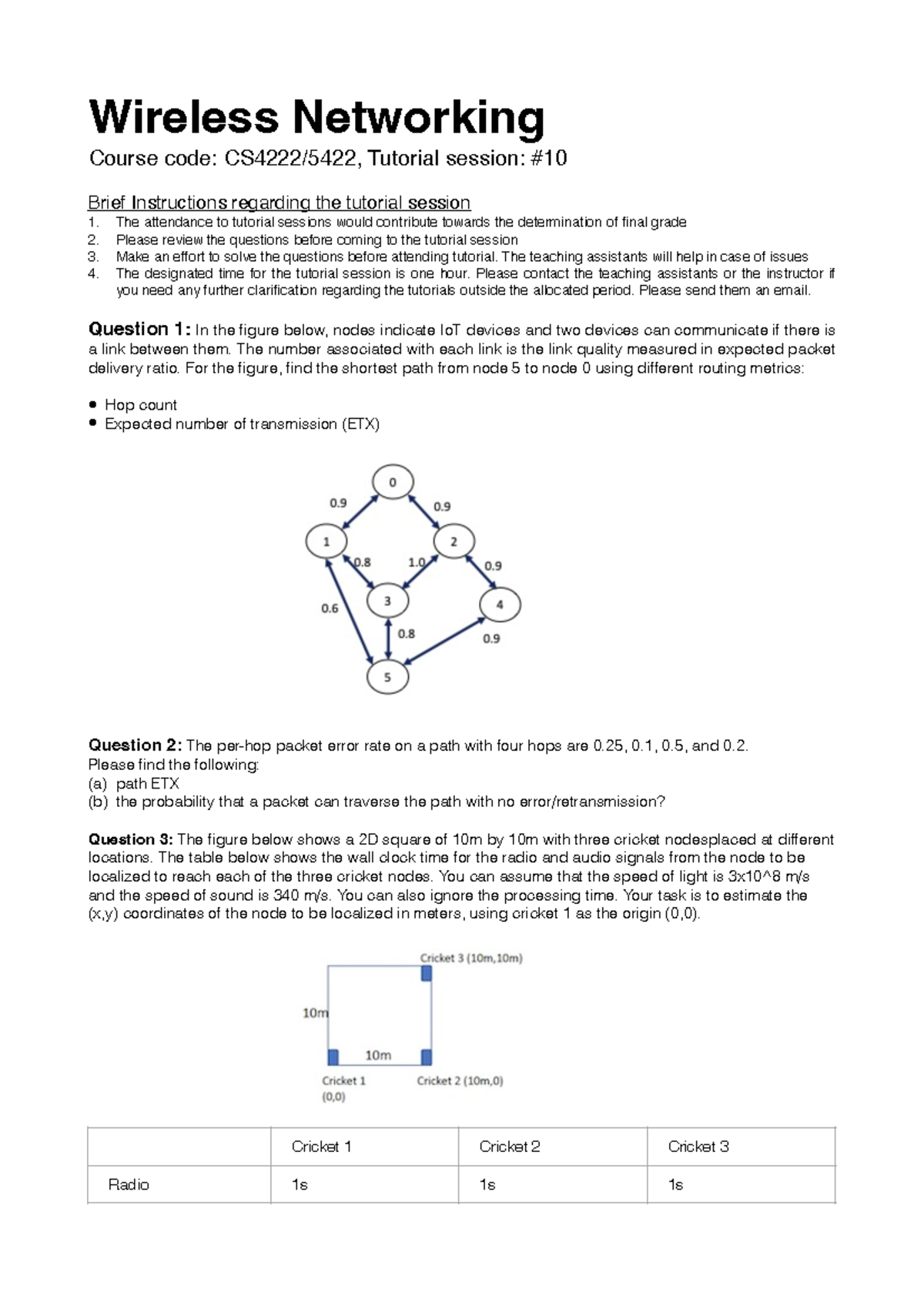 Tutorial 10 solution - Wireless Networking Course code: CS4222/5422 ...