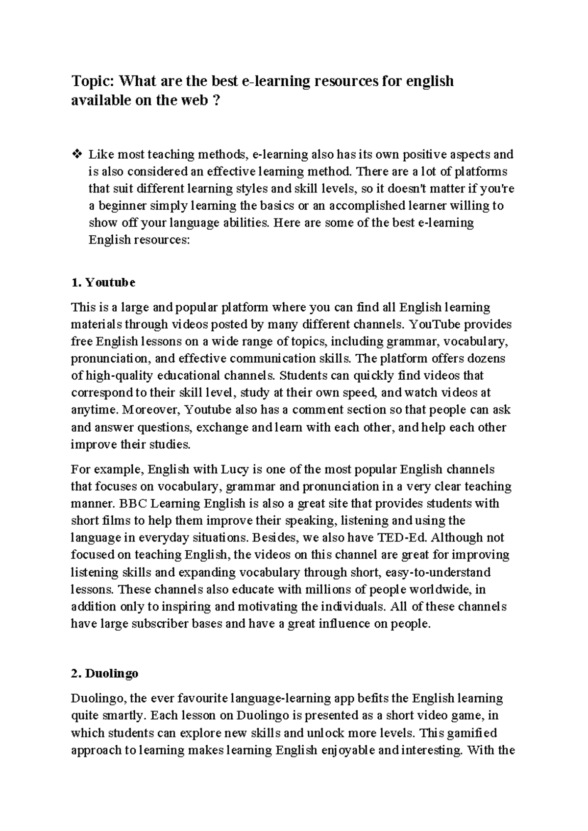 TATM 1.1: Top Online Resources for Learning English Effectively - Studocu