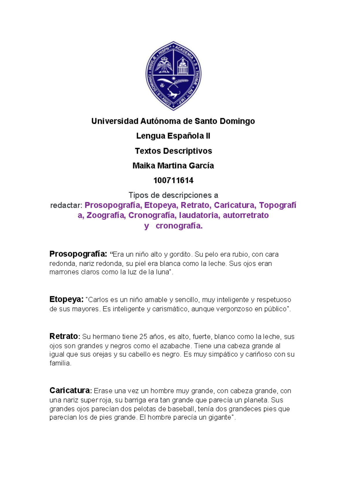 Lengua Española II: Textos Descriptivos y Tipos de Descripción - Studocu