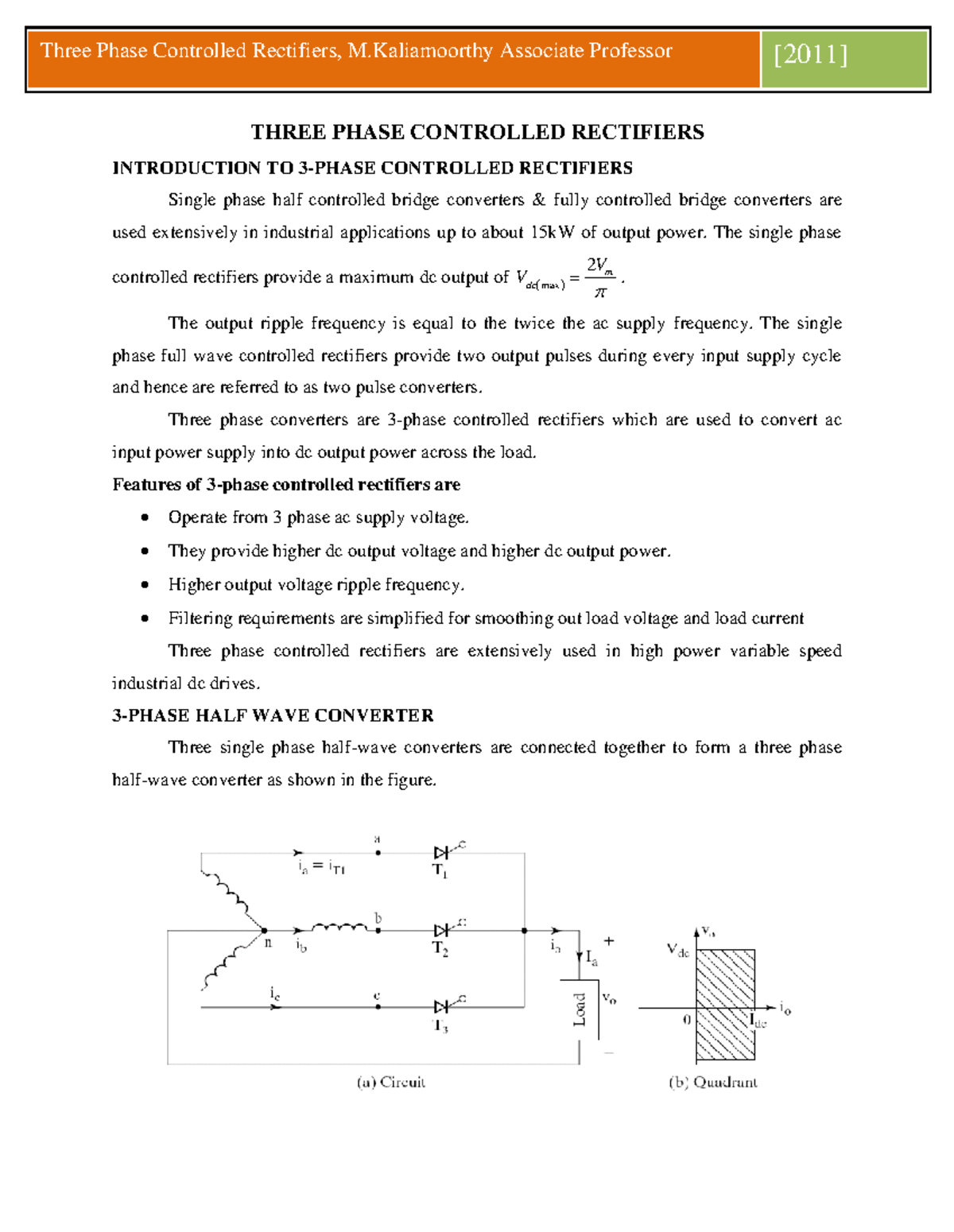 Three Phase Controlled Rectifiers: Concepts and Applications - Studocu