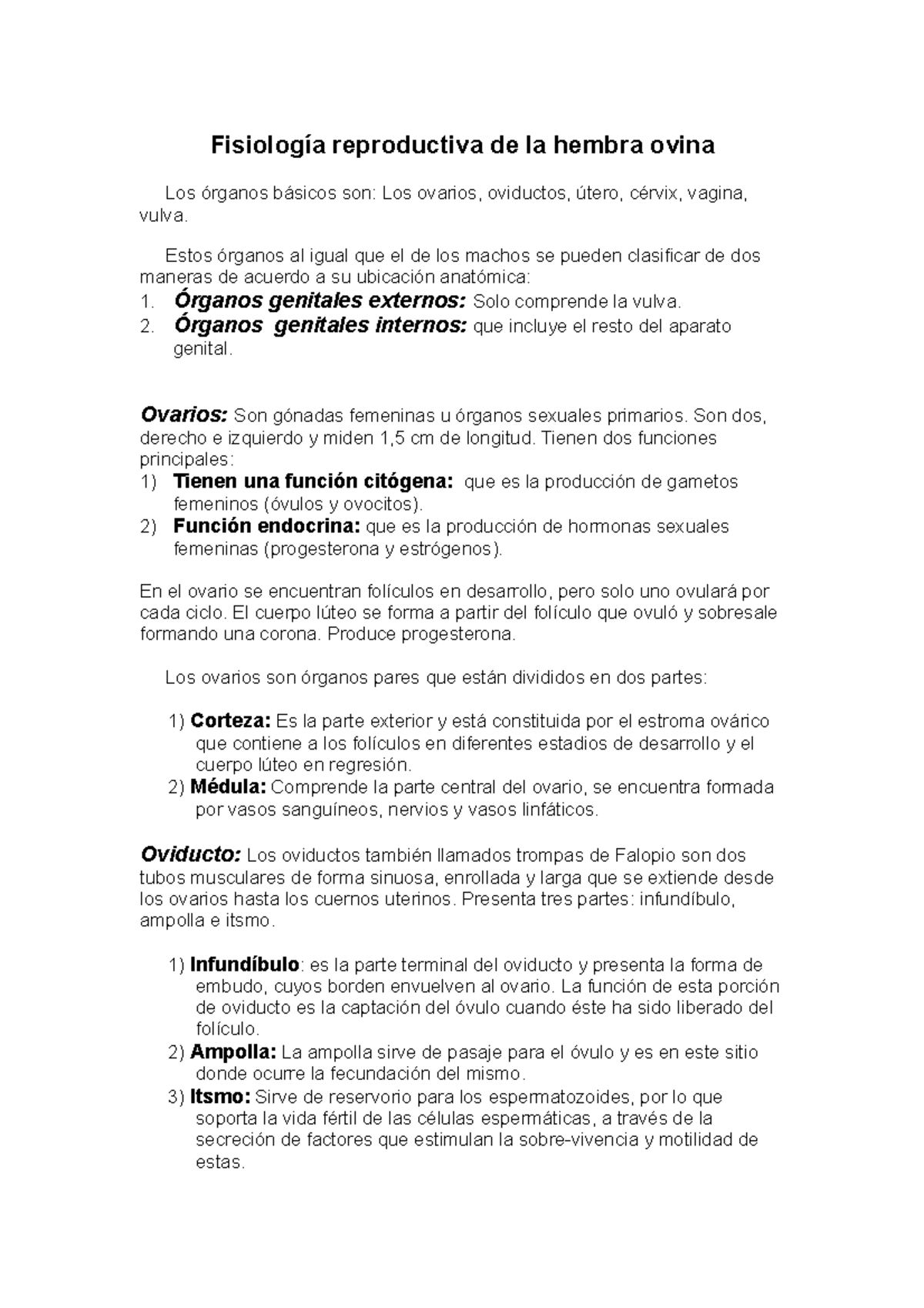 Fisiología Reproductiva de la Hembra Ovina: Estructuras y Funciones ...